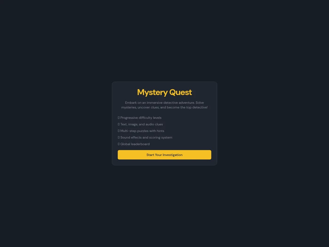Mystery Quest Game