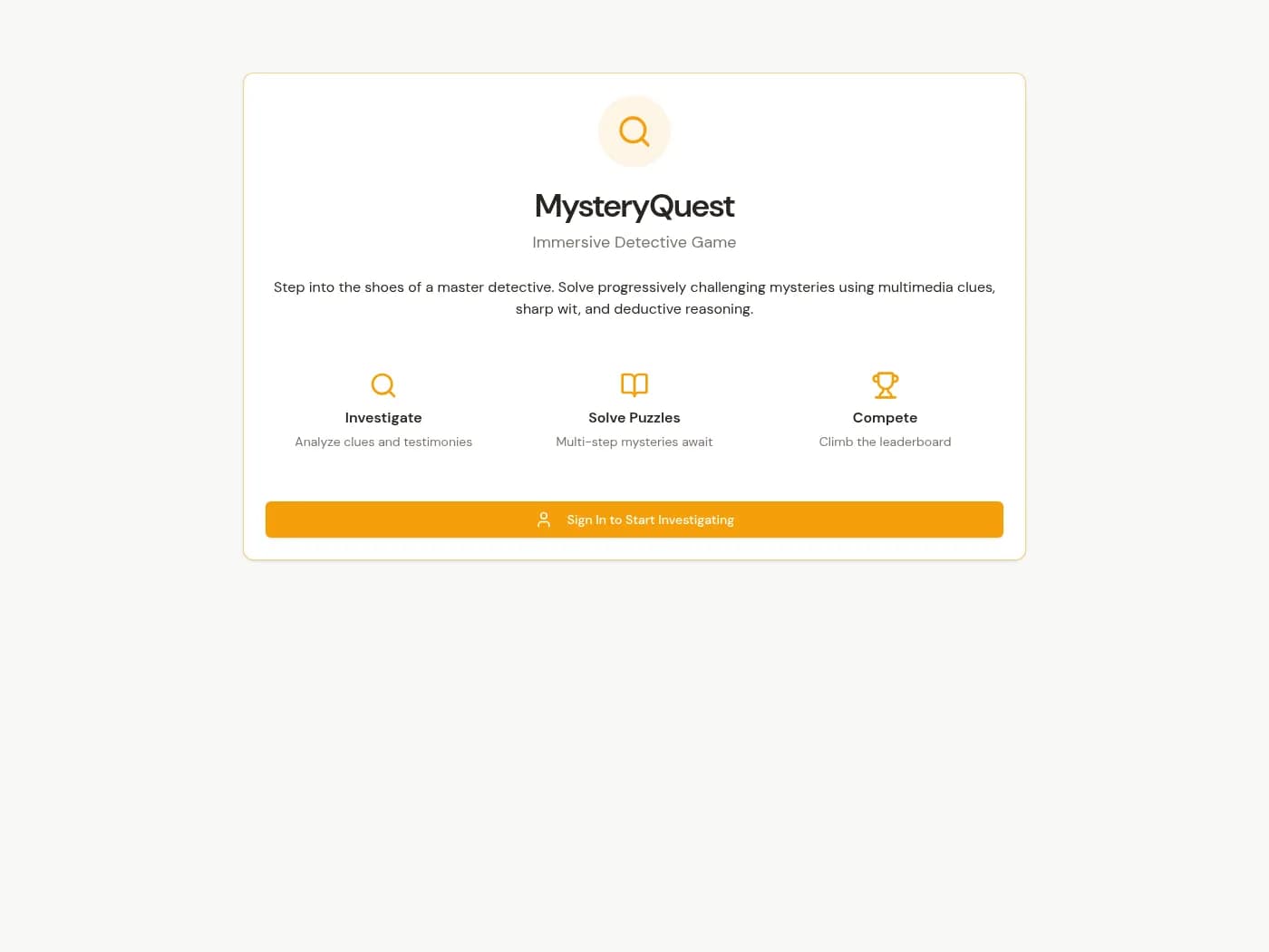 MysteryQuest Game