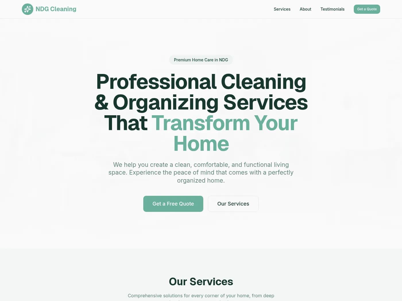 NDG Cleaning Website