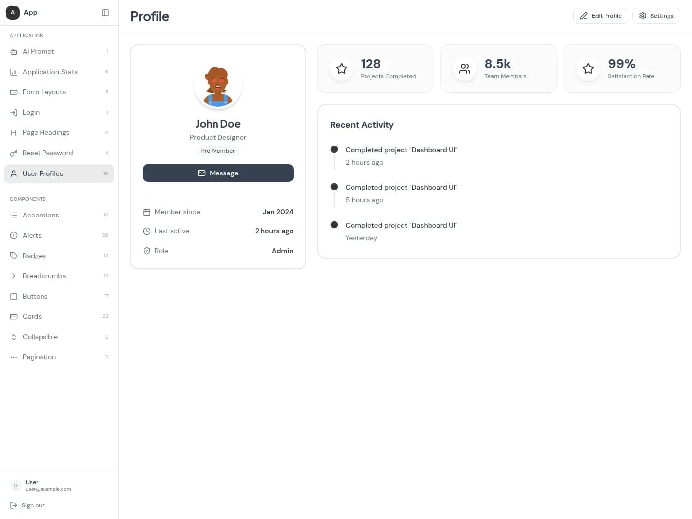 NextJS Shadcn UI Page