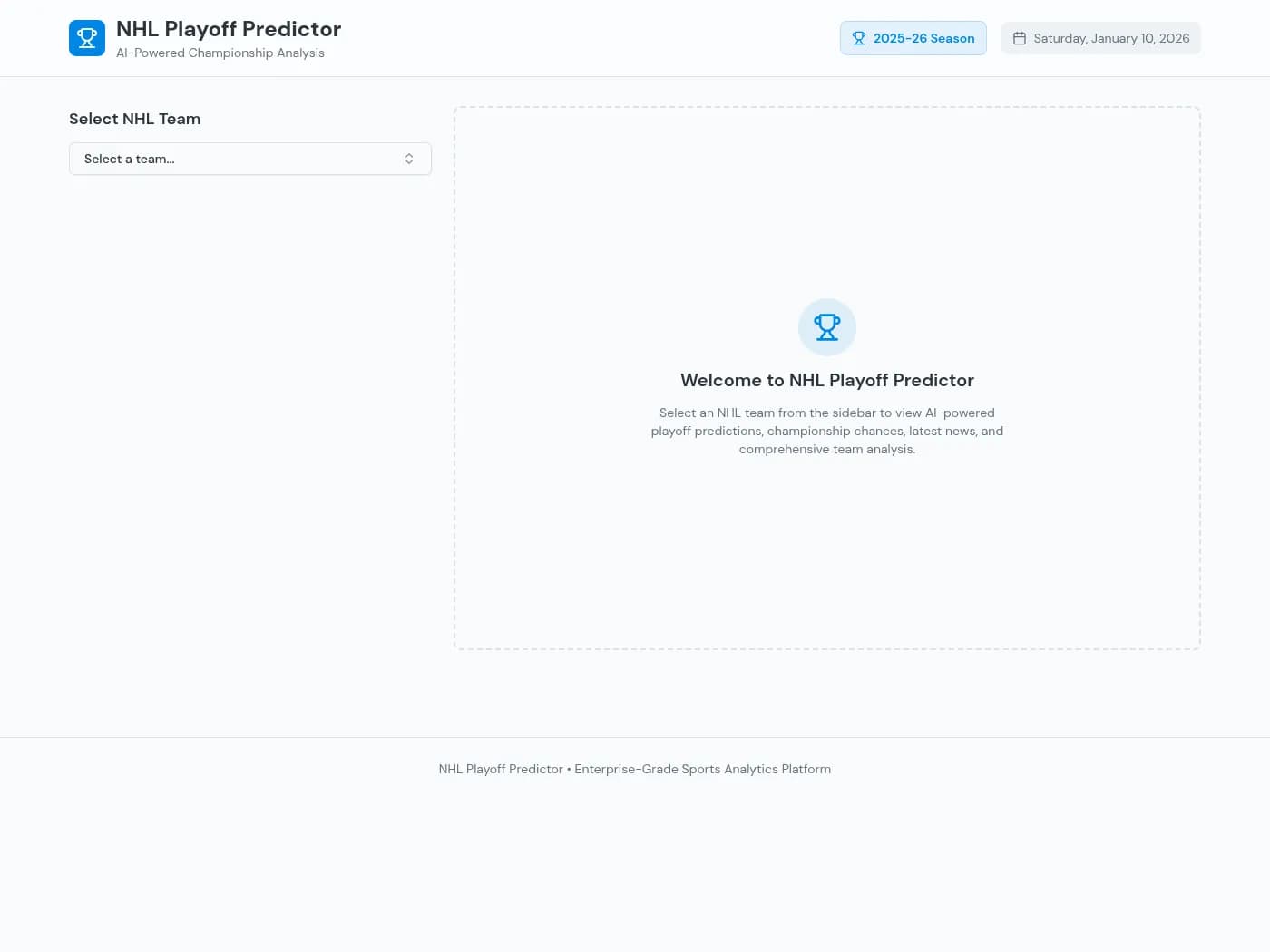 NHL Playoff Predictor & Sports Tracker Web App