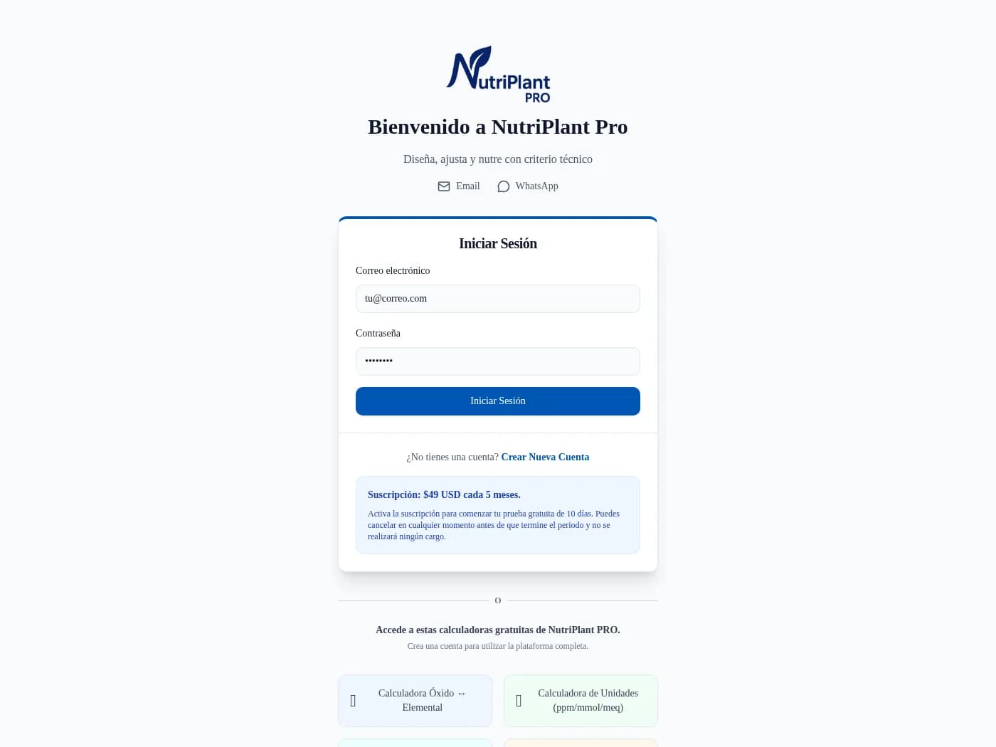 NutriPlant Pro Portal