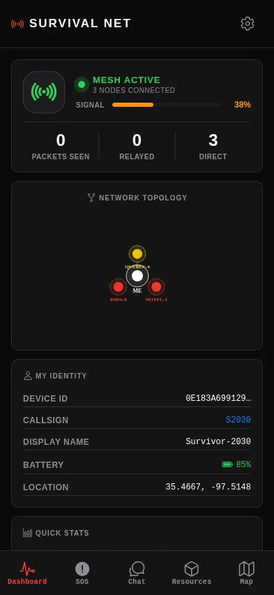 Offline Survival Mesh App