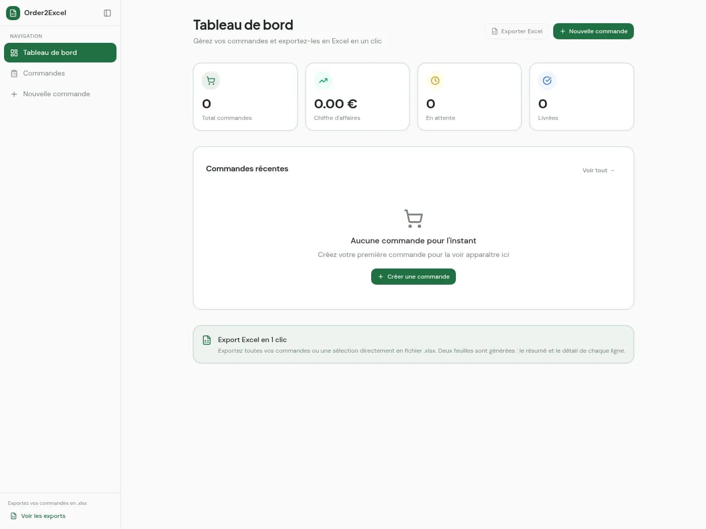 Order2Excel Web Portal