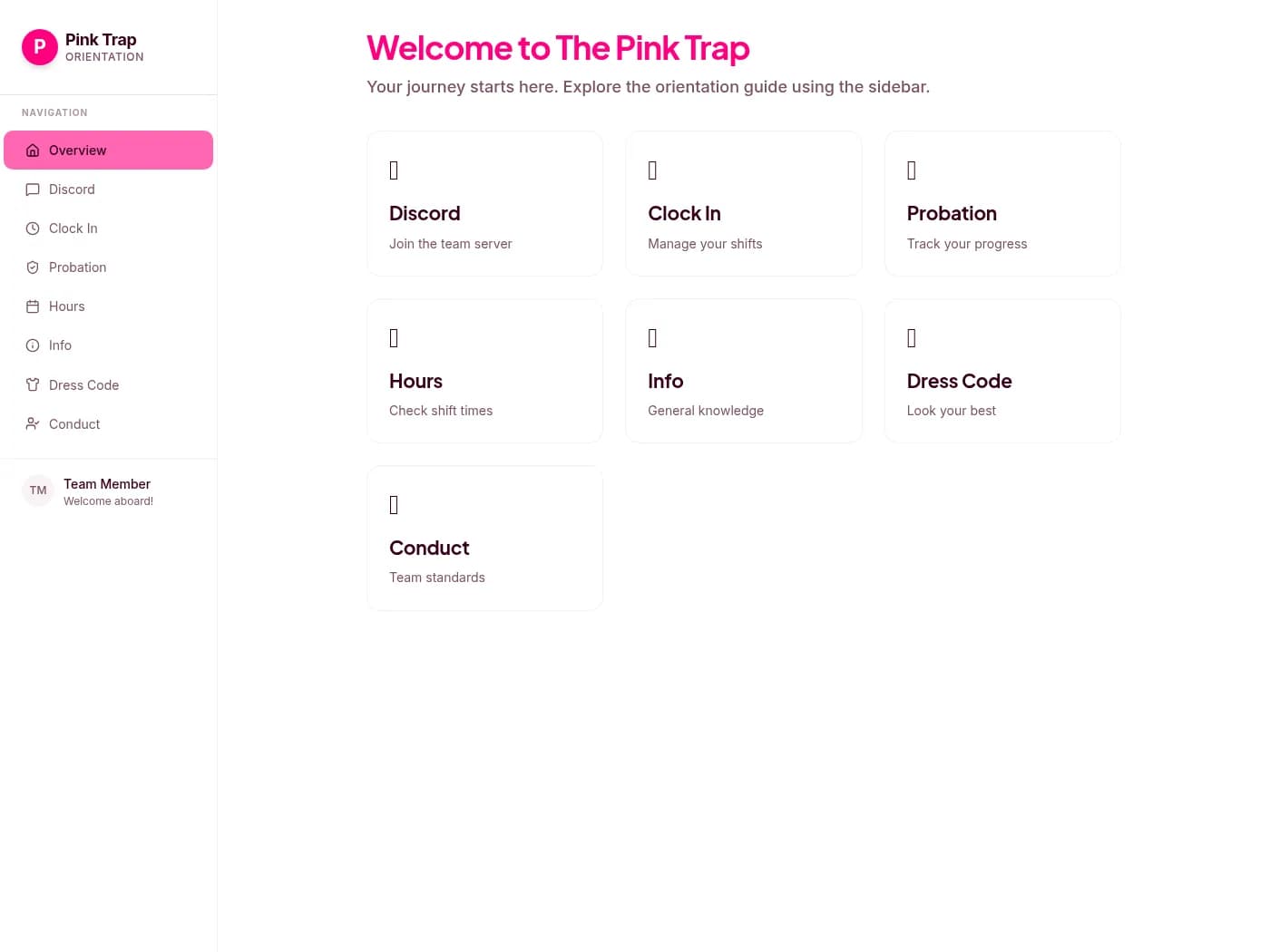 Pink Trap Orientation Guide