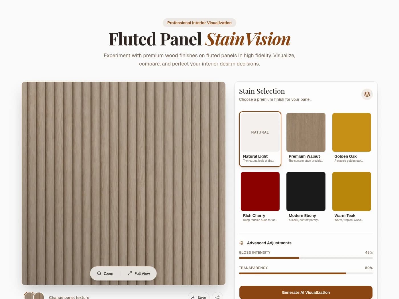 Fluted Panel Stain Visualizer