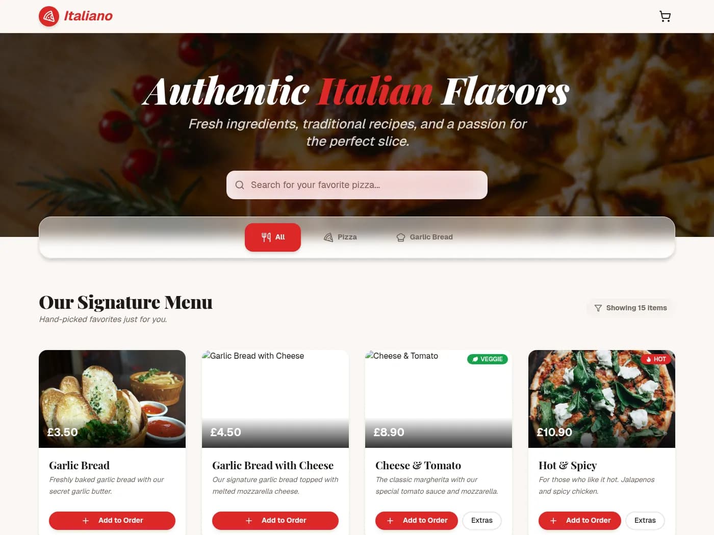 Pizza Menu Builder
