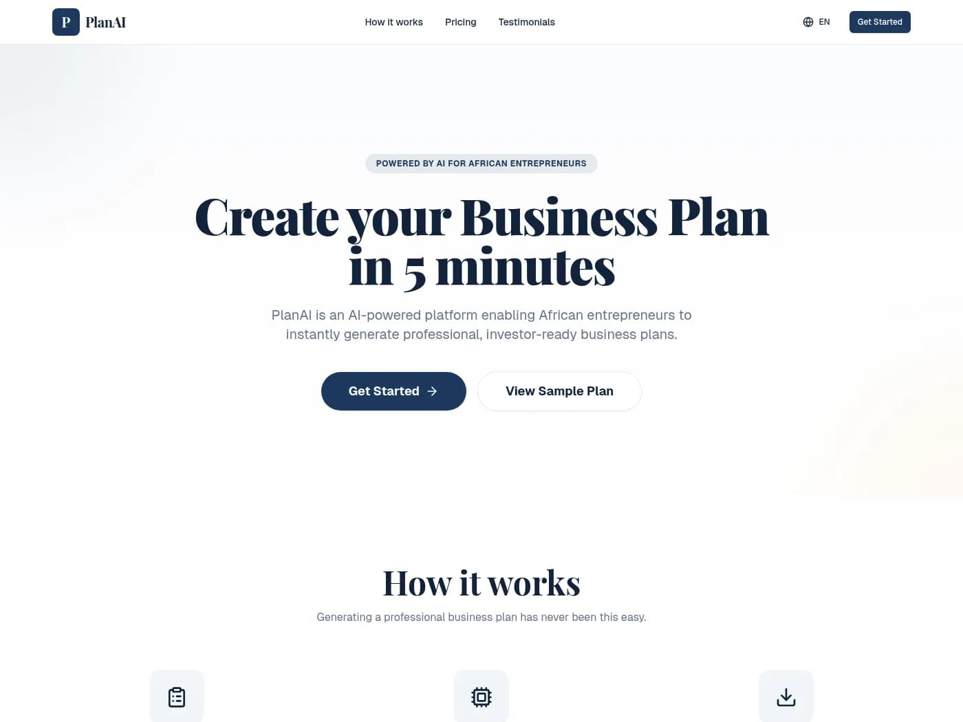 PlanAI Business Plan SaaS