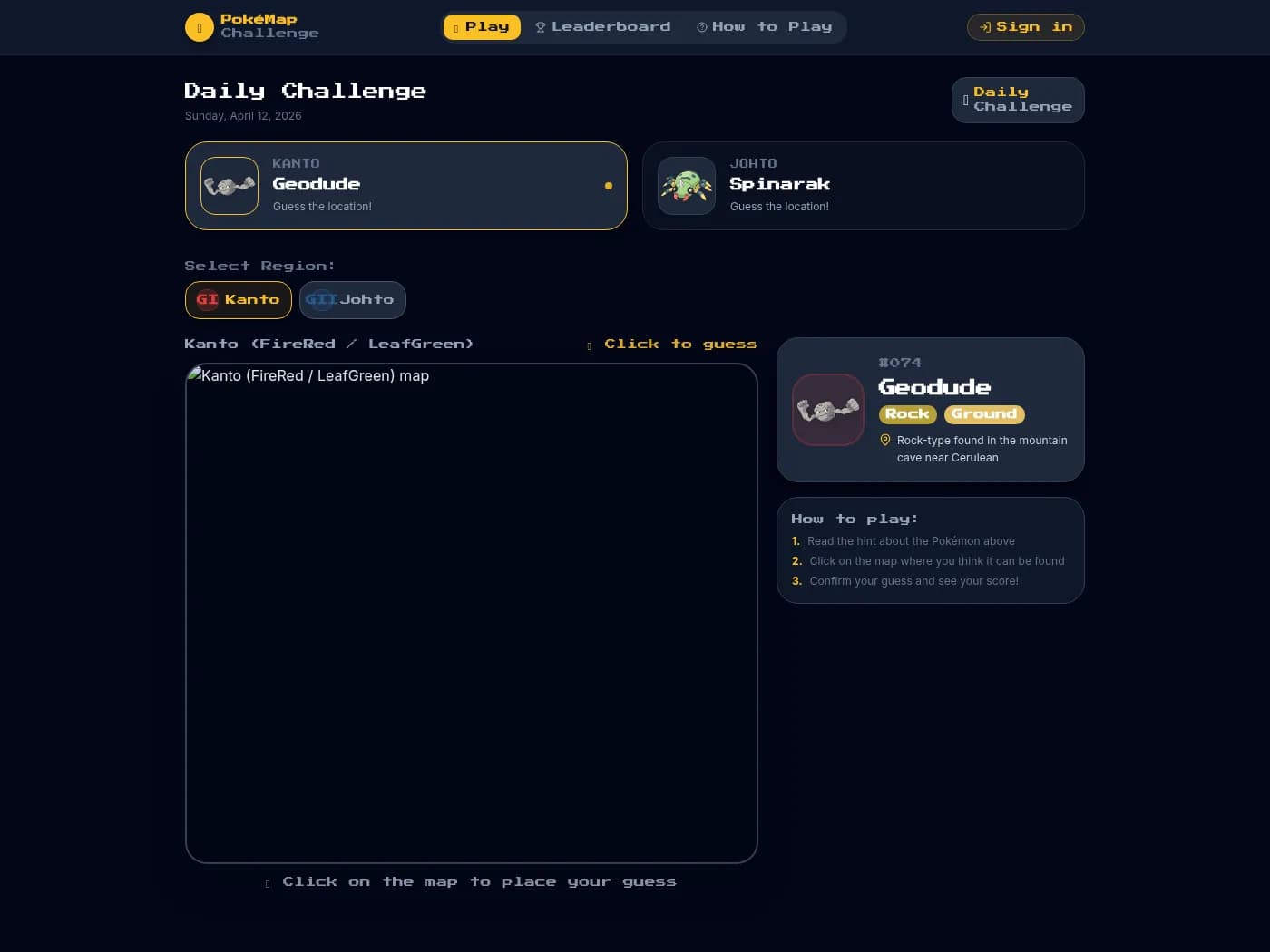 Pokémon MapTap Challenge
