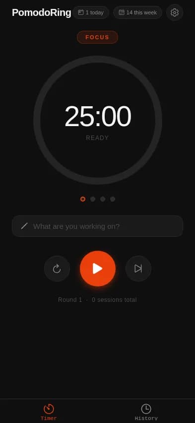 PomodoRing Mobile Timer