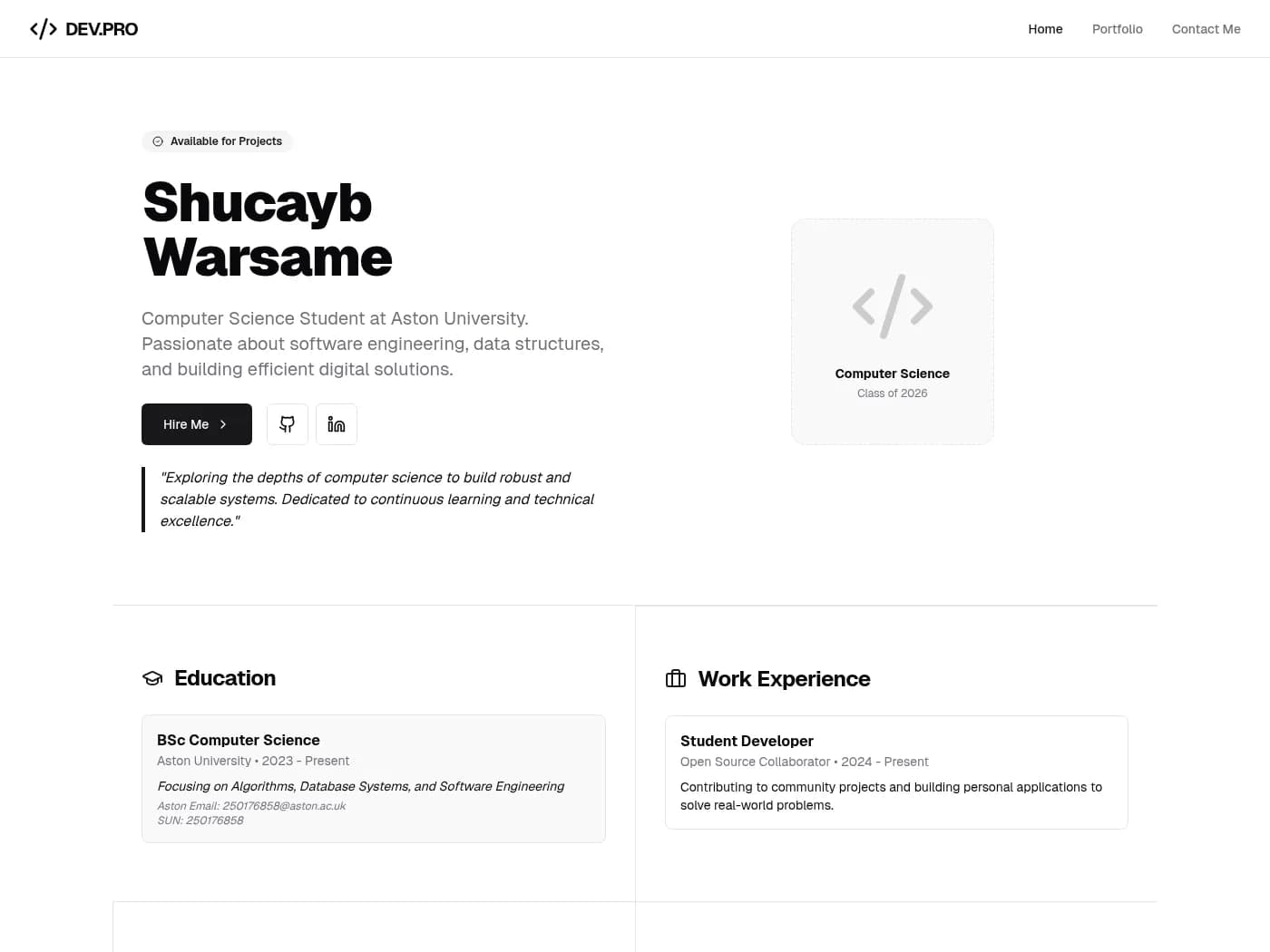 Dev Portfolio Pro