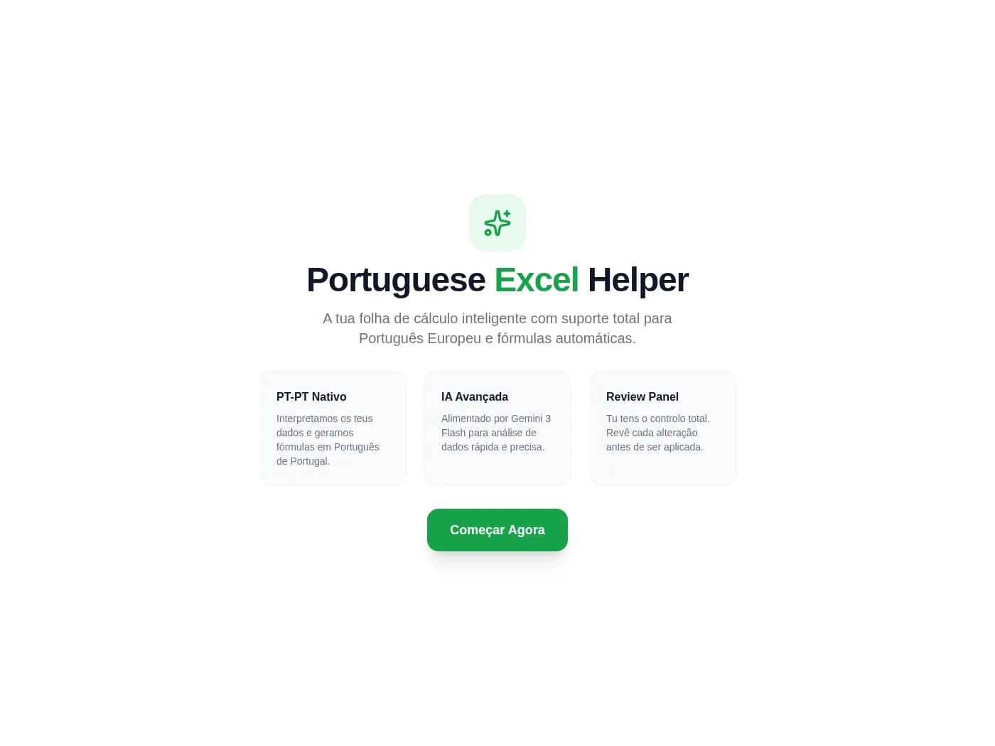 Portuguese Excel Helper