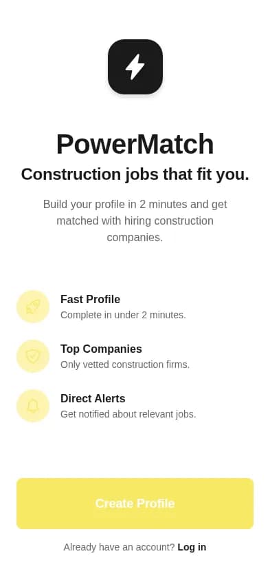 PowerMatch Mobile Onboarding