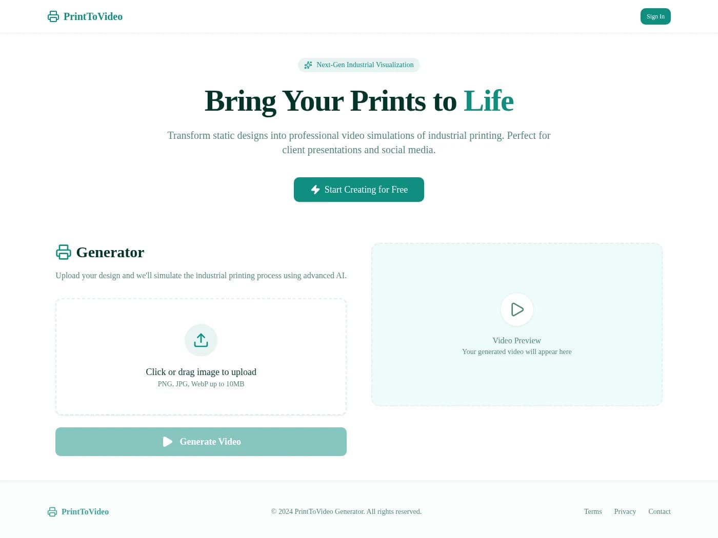 PrintToVideo Generator