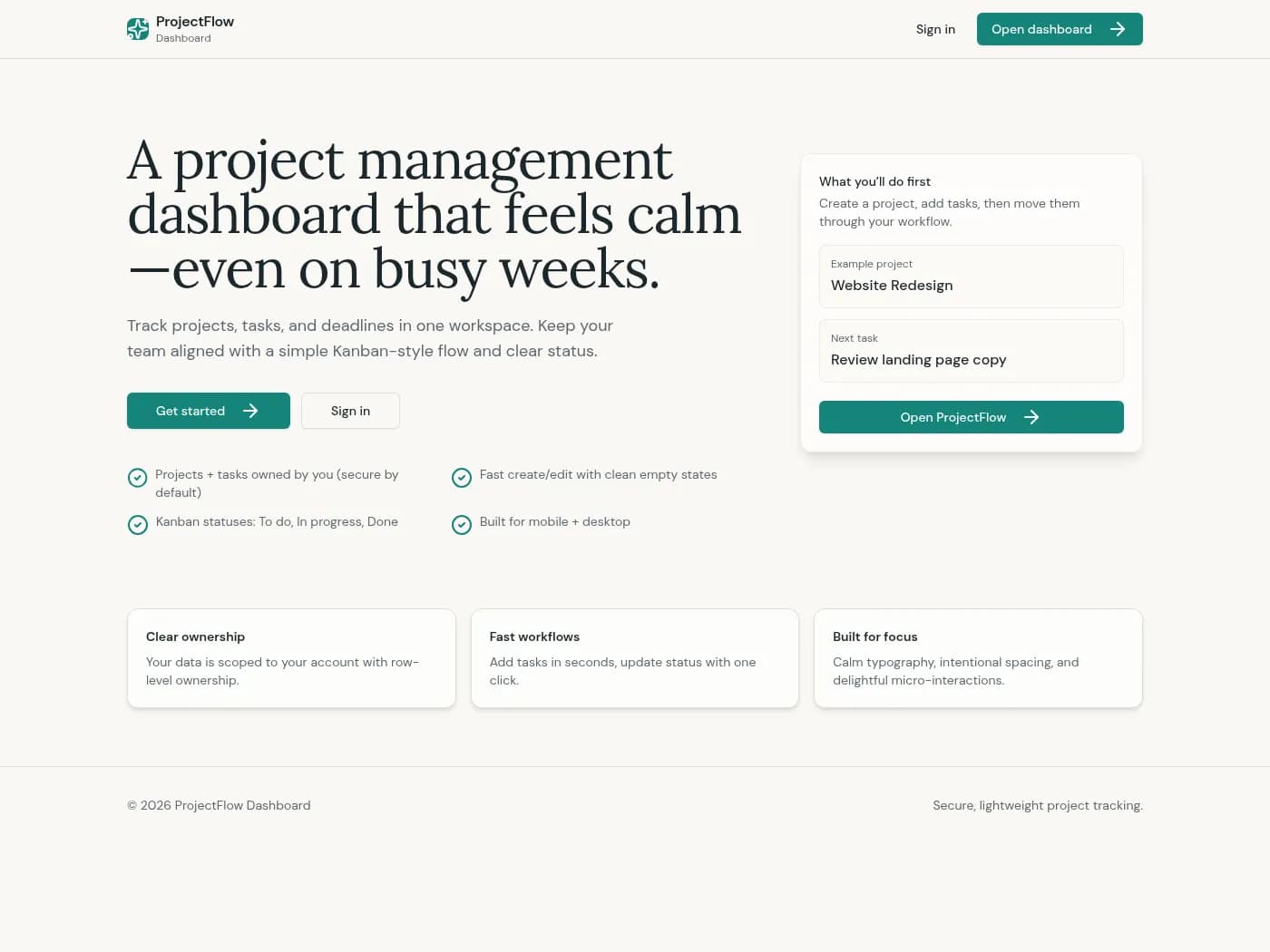 ProjectFlow Dashboard