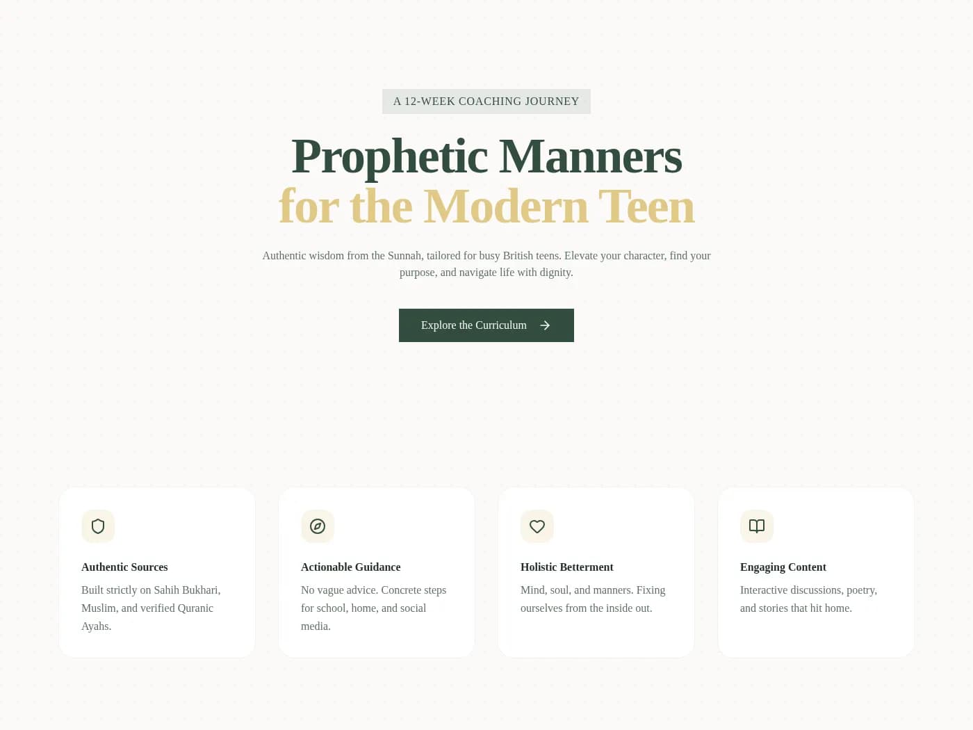 Prophetic Manners Course Outline