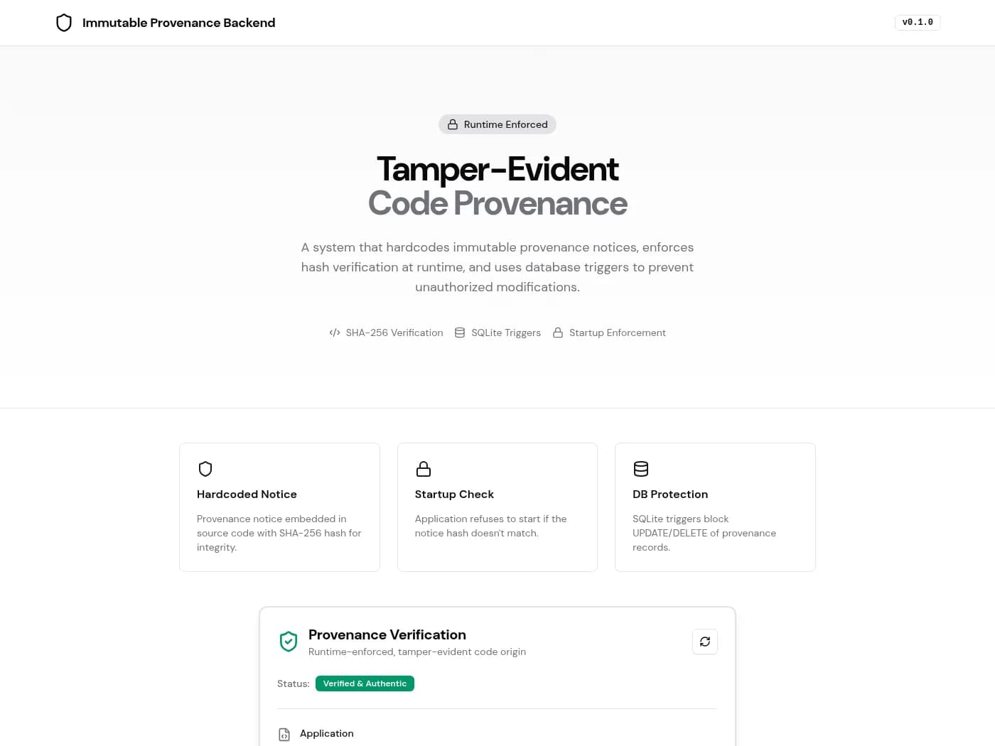 Immutable Provenance Backend