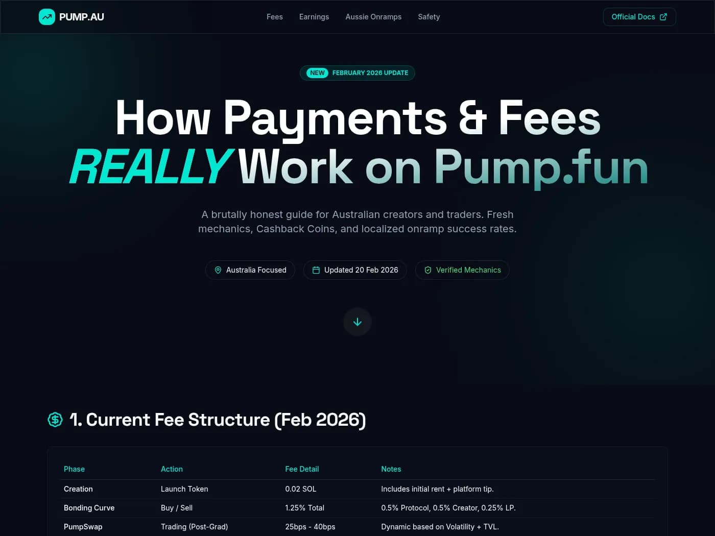 Pump.fun 2026 Aussie Fee Guide