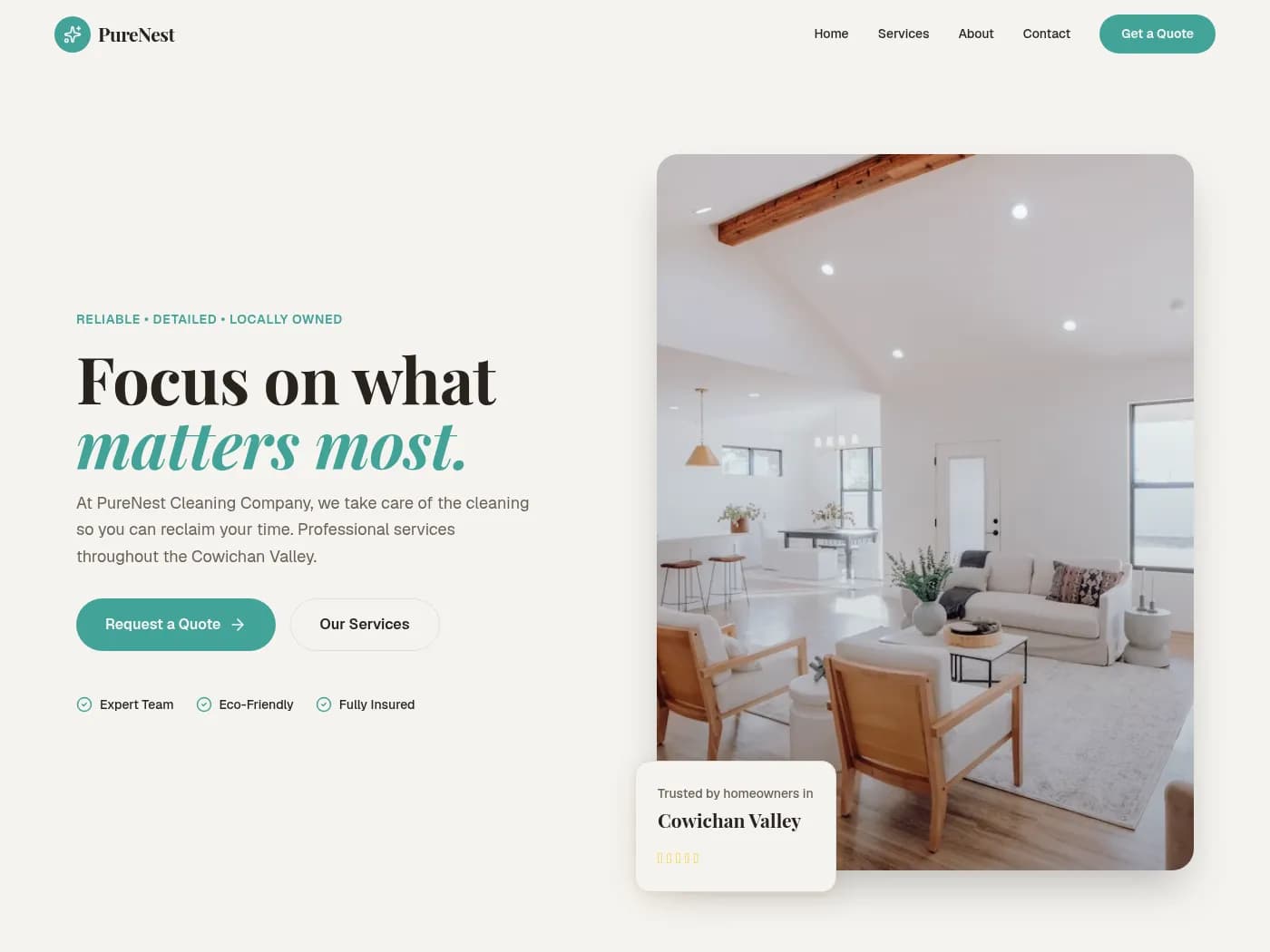PureNest Cleaning Website