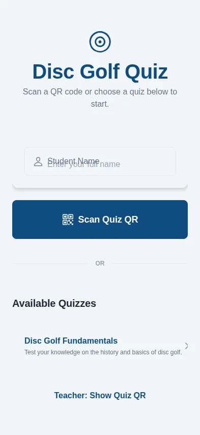QR Quiz Student App