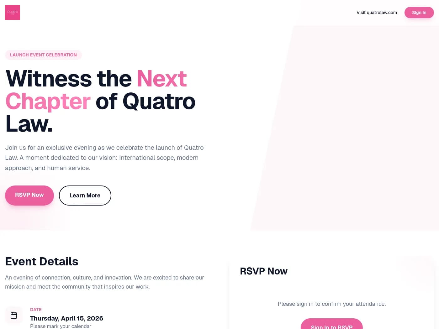 Quatro Law RSVP Page