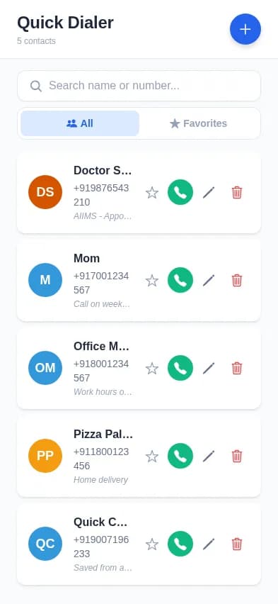 Quick Dialer App