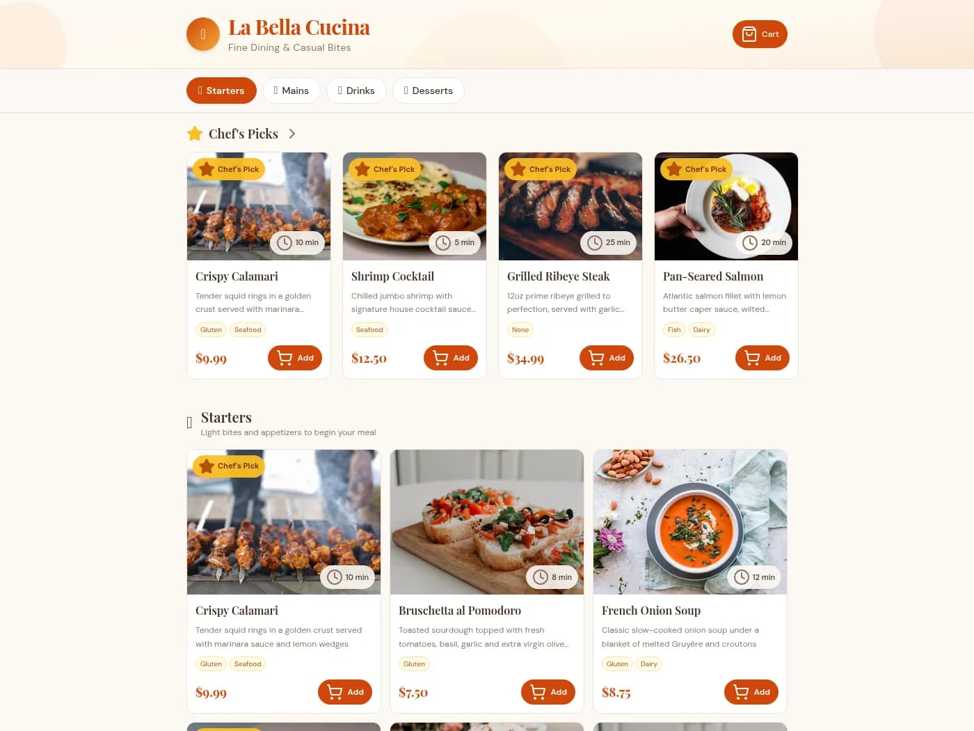 QuickServe Menu System