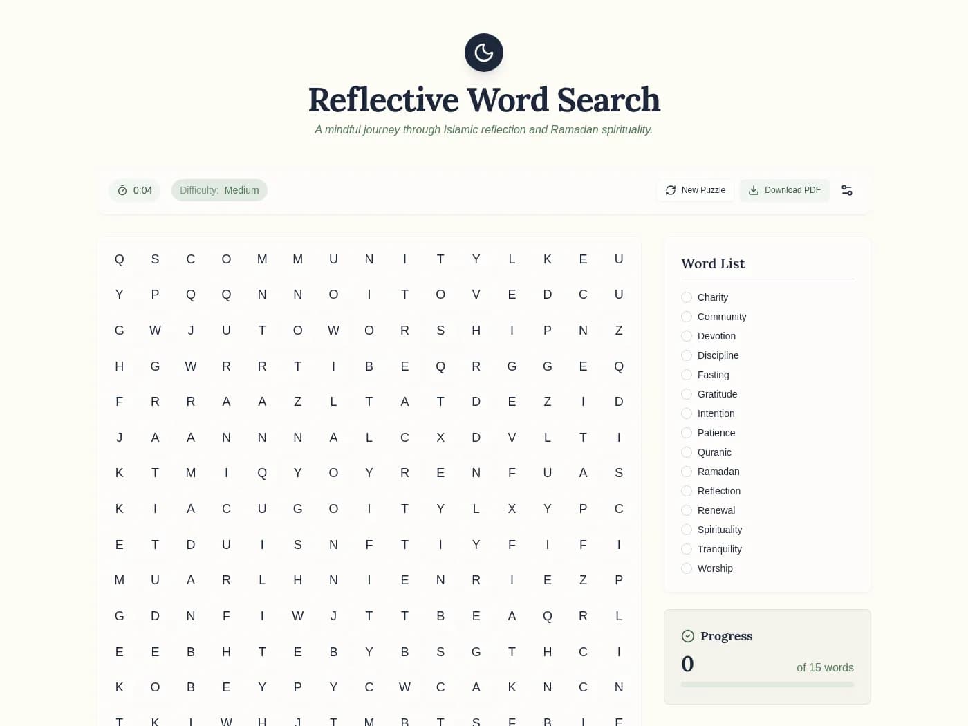 Reflective Word Search