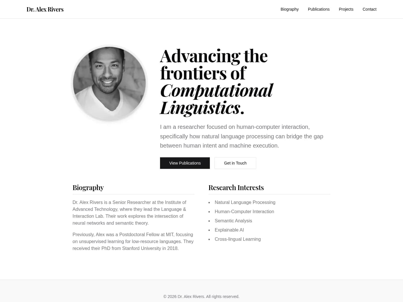 Researcher Profile Site