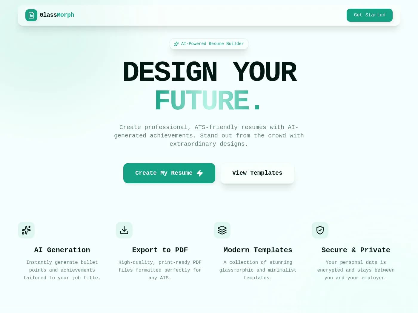 GlassMorph Resume Builder