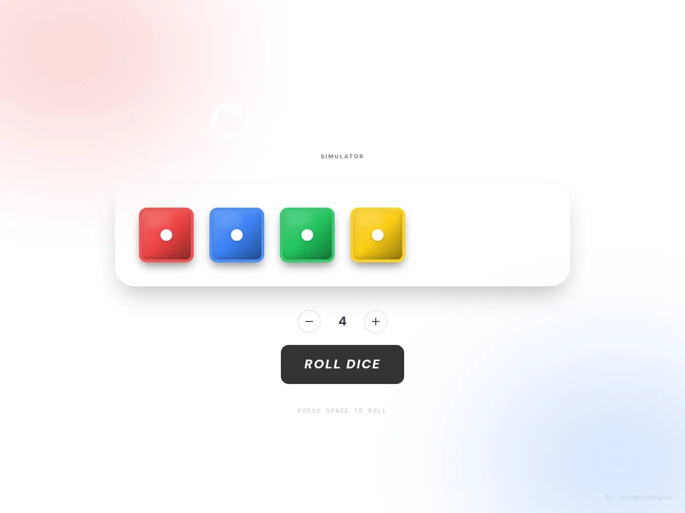 Rigged Color Dice Simulator