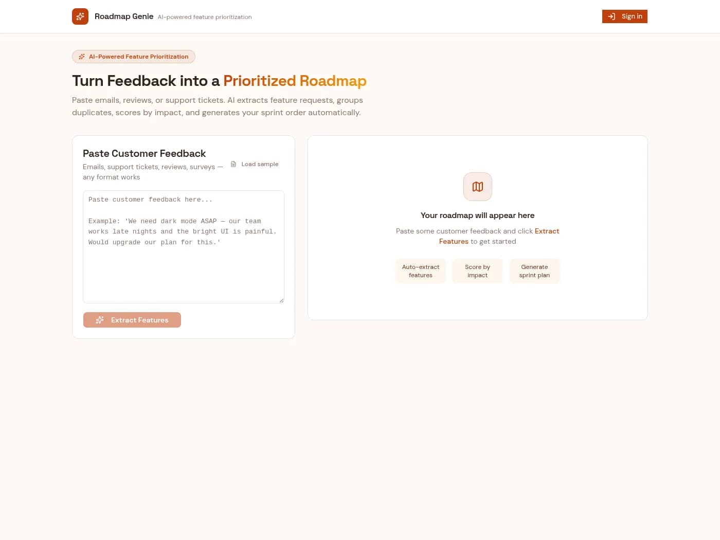 Feedback Roadmap Genie