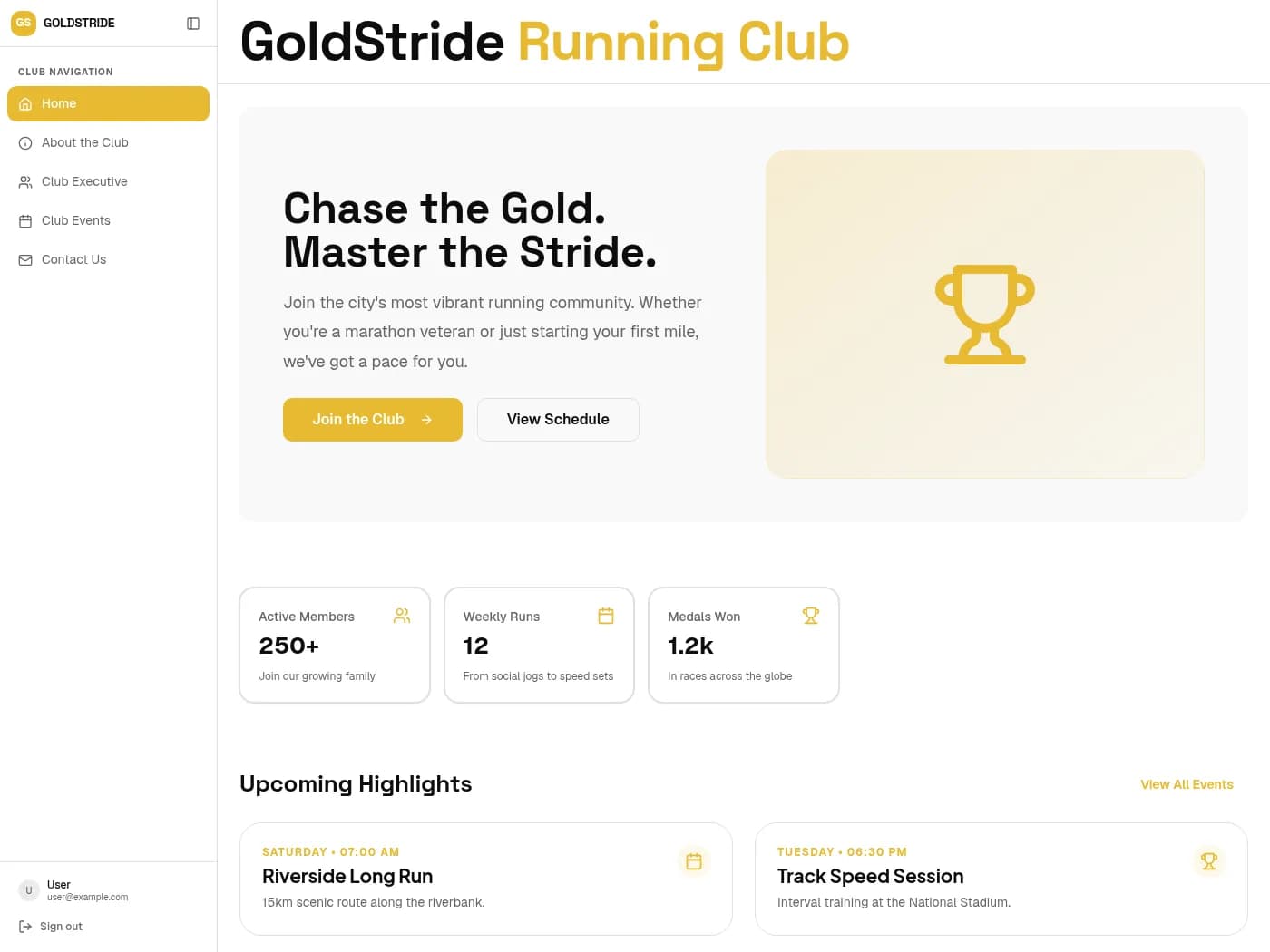 GoldStride Club Site
