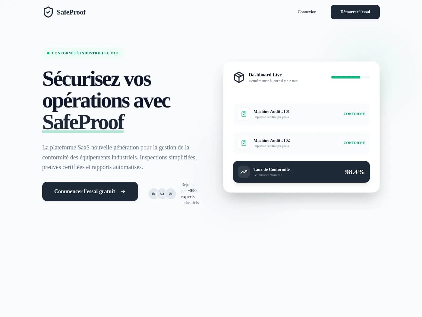 SafeProof SaaS Dashboard