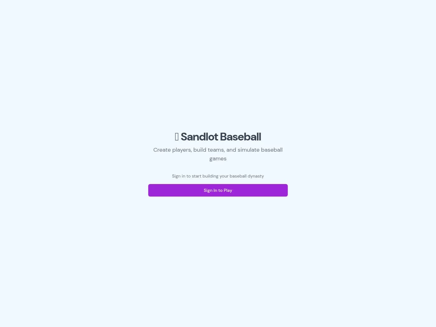 Sandlot Baseball Simulator