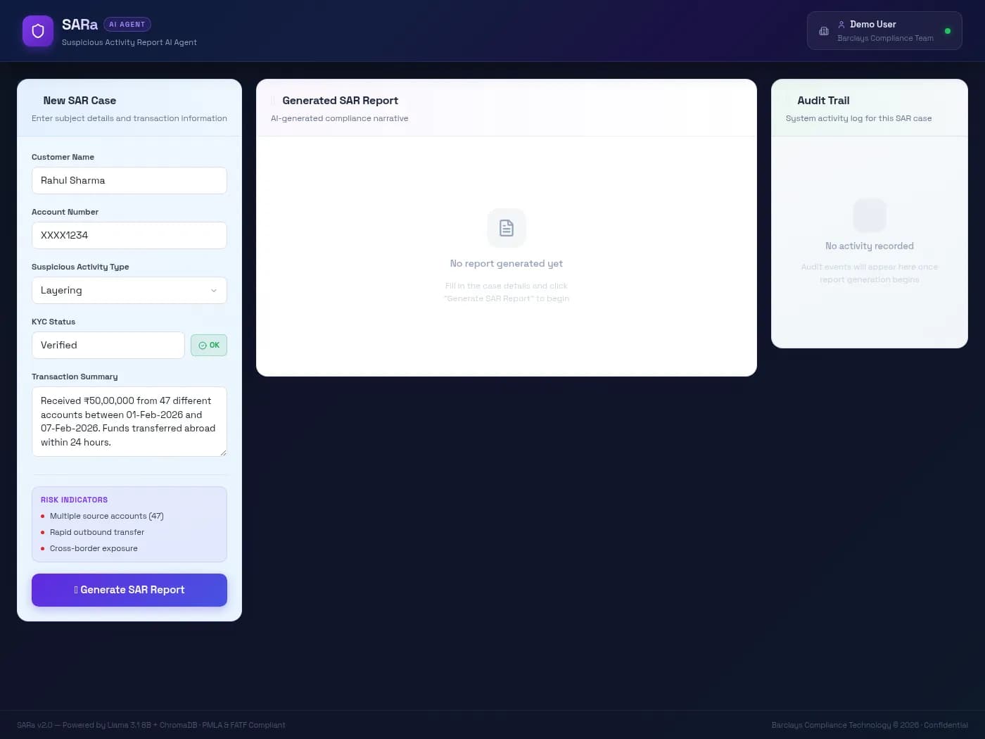 SARa Compliance Dashboard