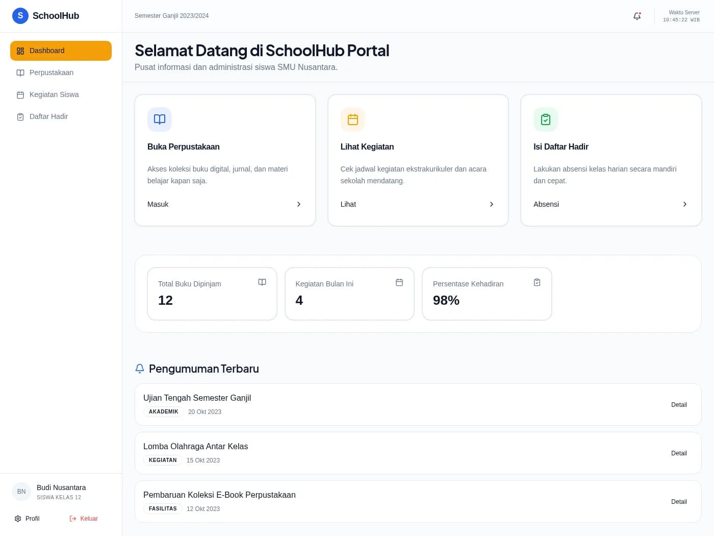 SchoolHub Web Portal