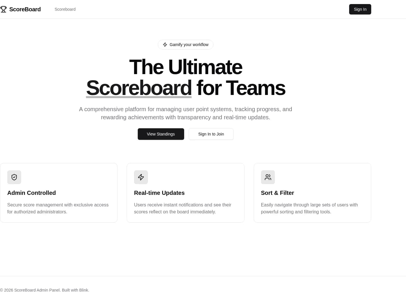 ScoreBoard Admin Panel