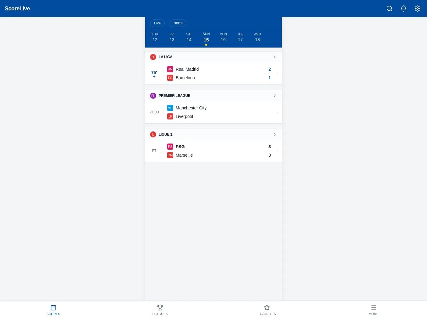 ScoreLive Football App