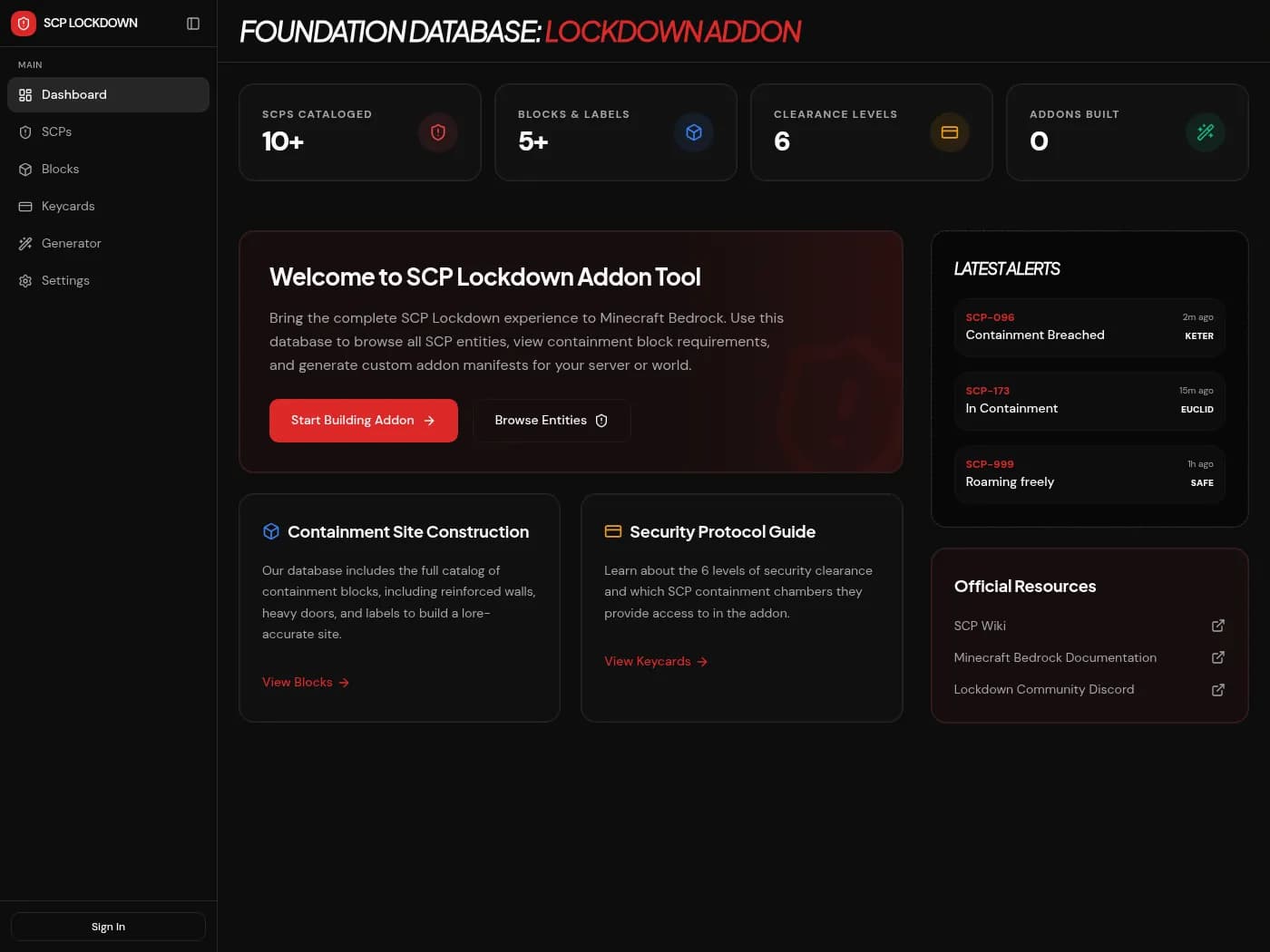 SCP Lockdown Addon