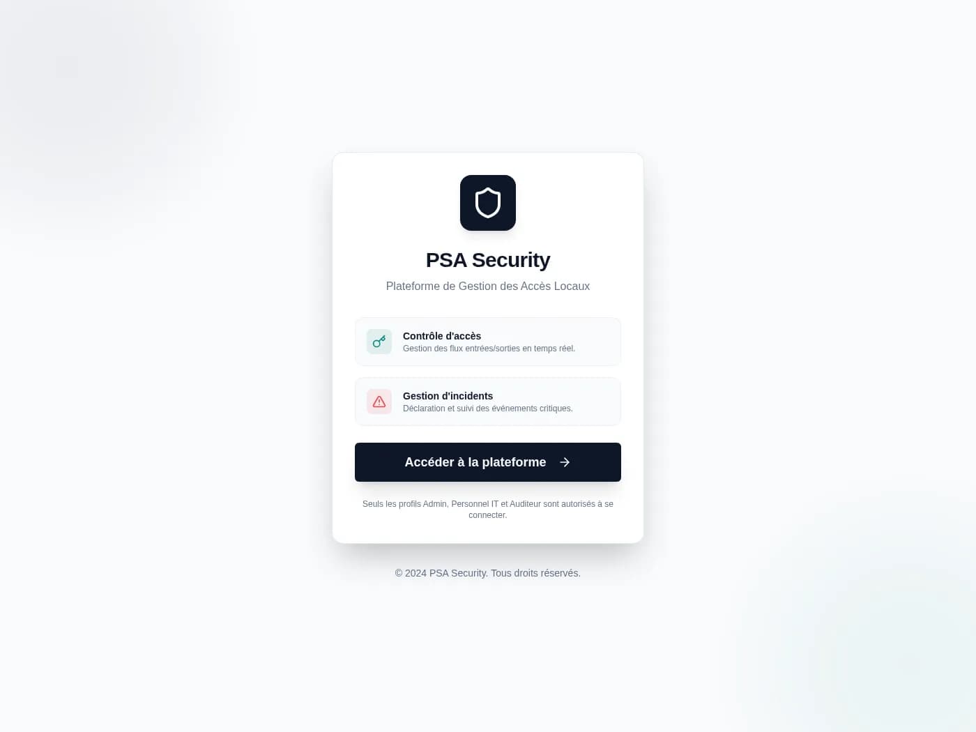 Plateforme Sécurité Accès