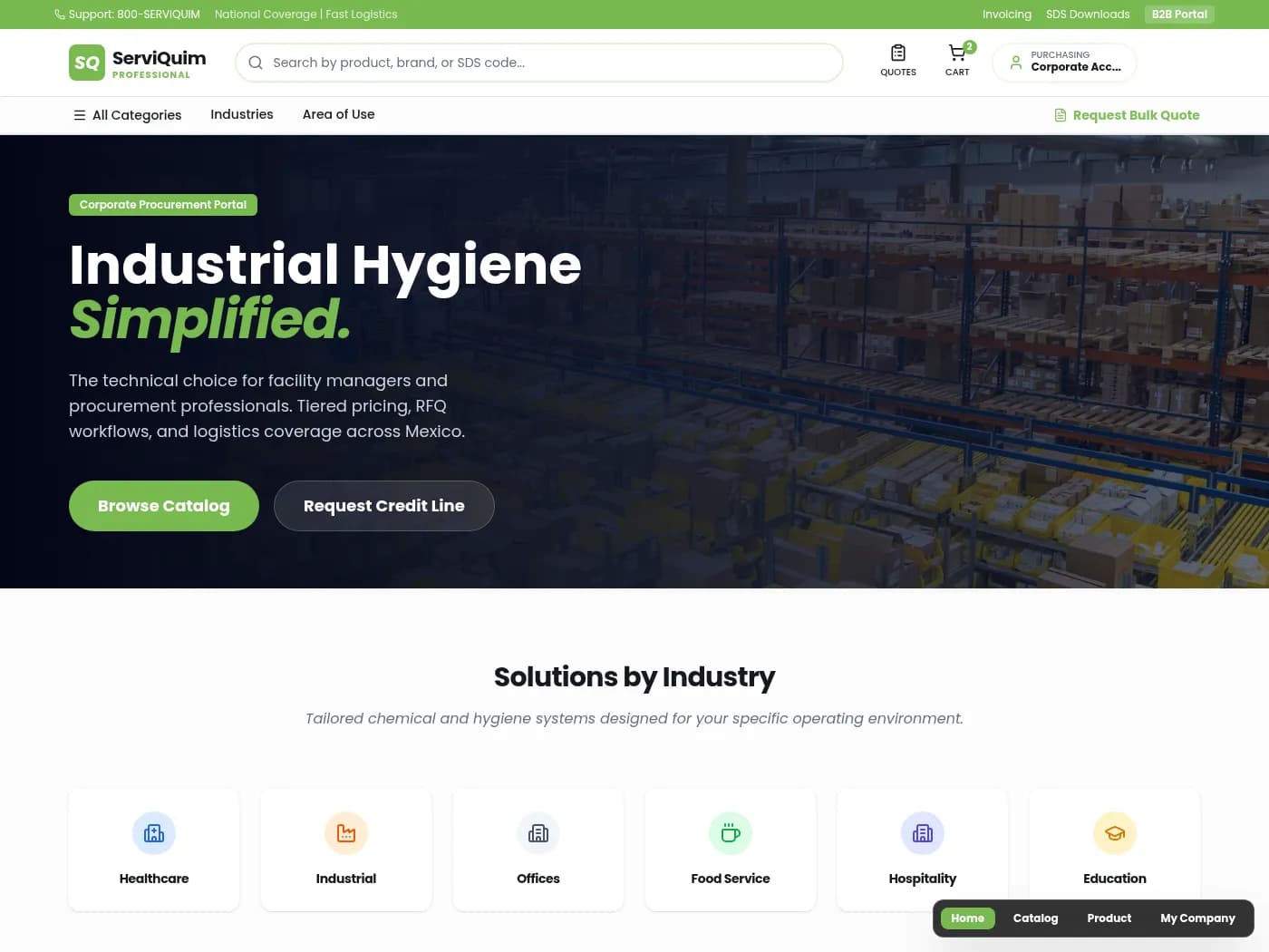 ServiQuim B2B Portal Redesign