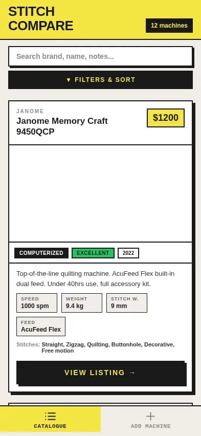 Stitch Compare Hub