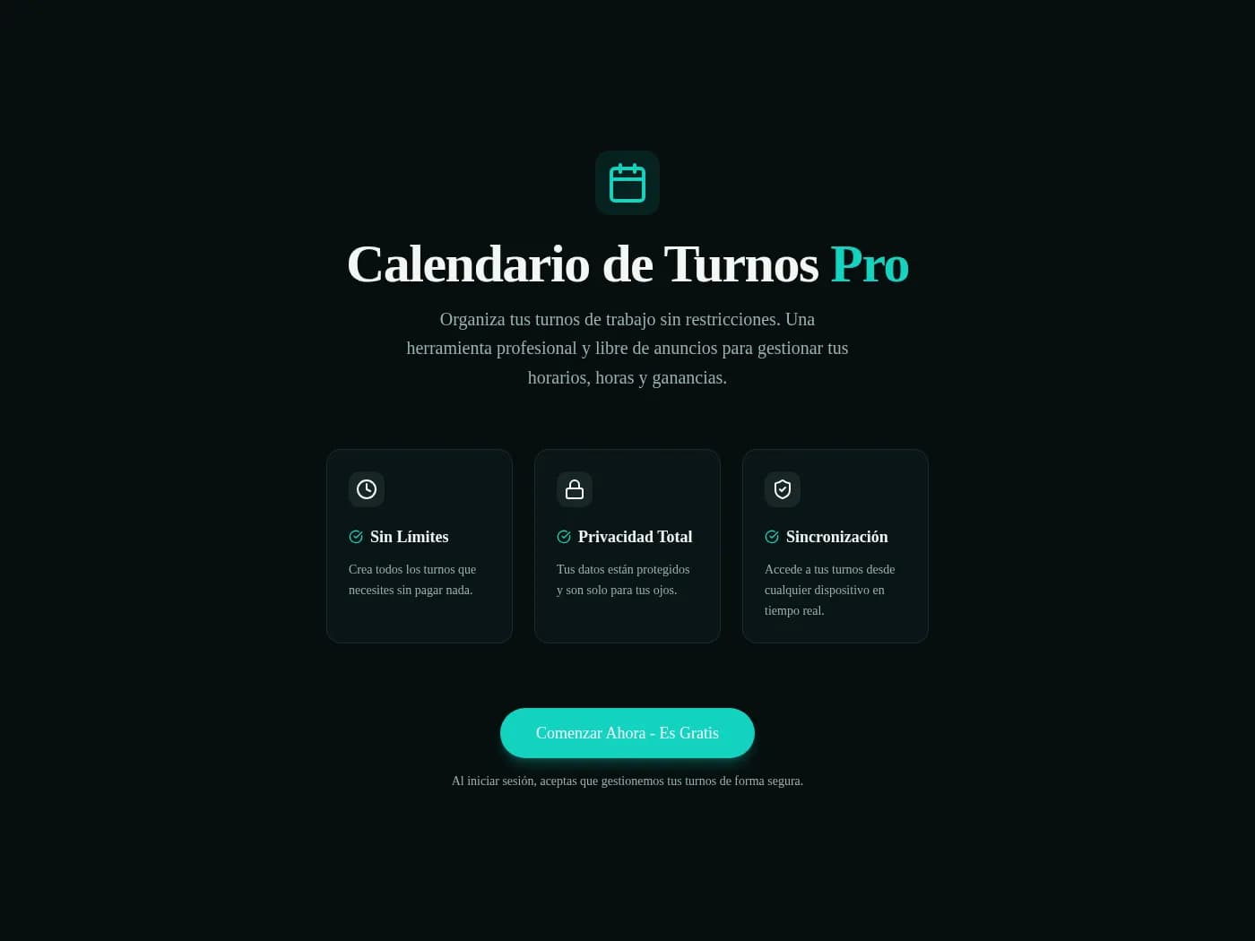 Calendario de Turnos Pro