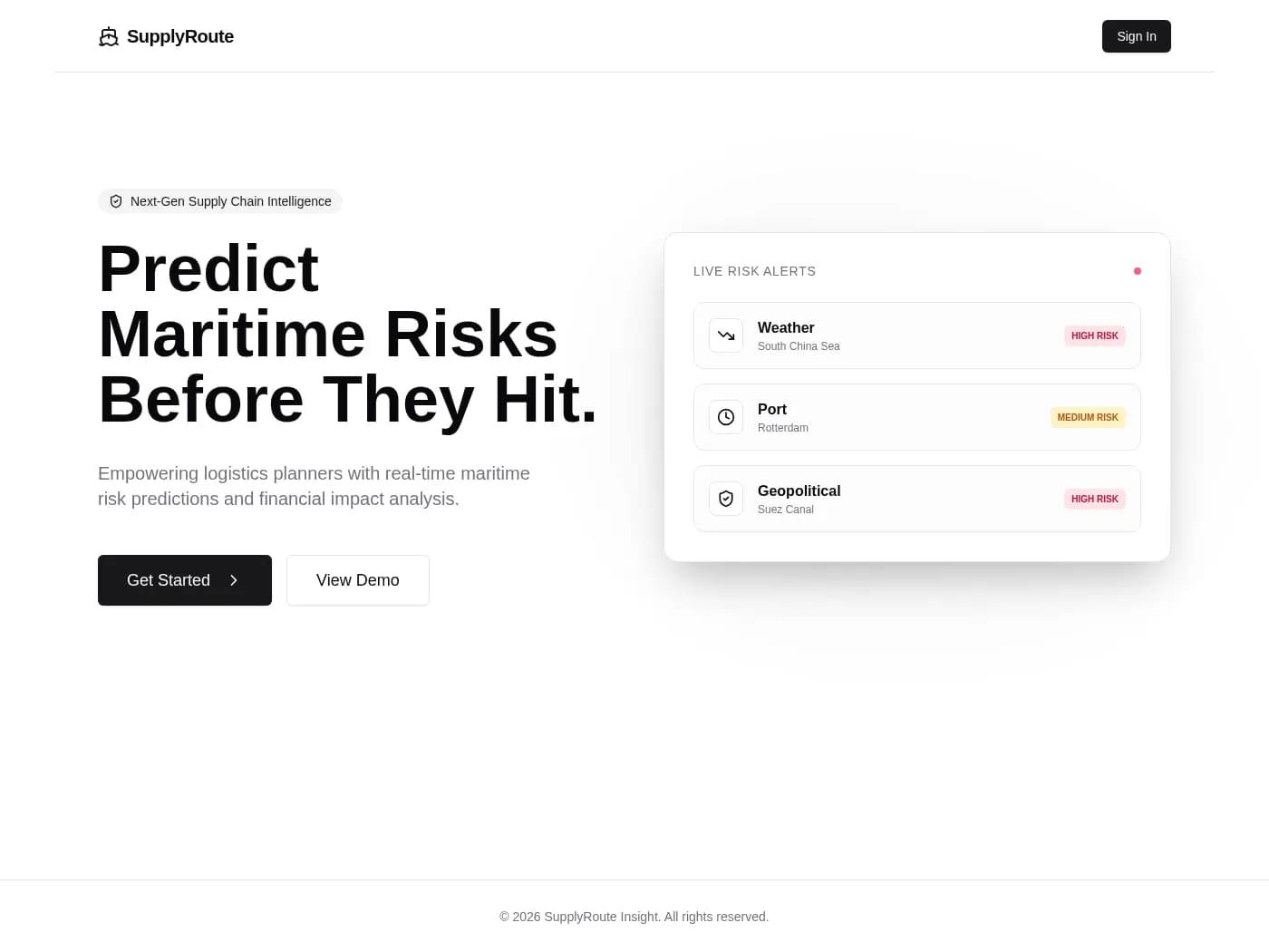 SupplyRoute Insight Dashboard