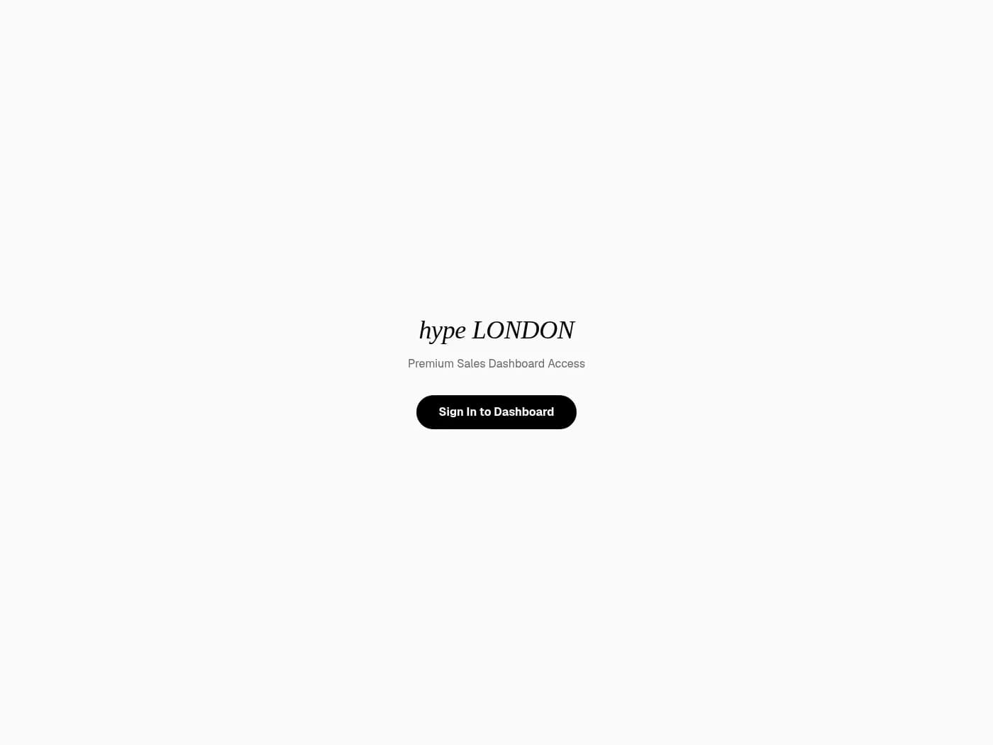 hype LONDON Sales Dashboard