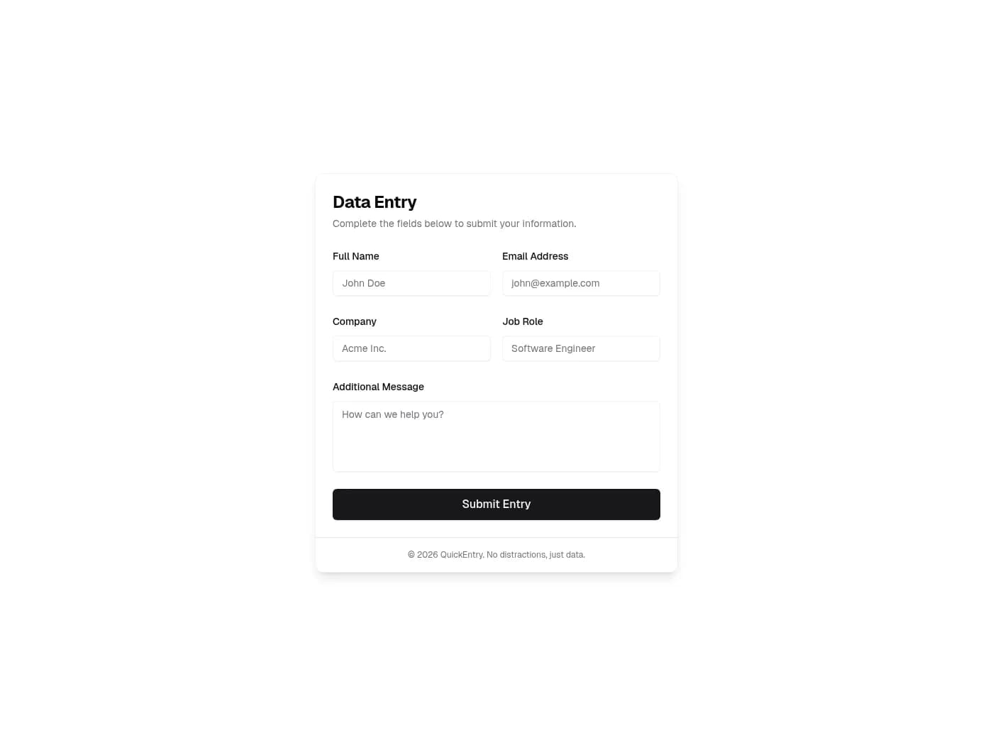QuickEntry Form App
