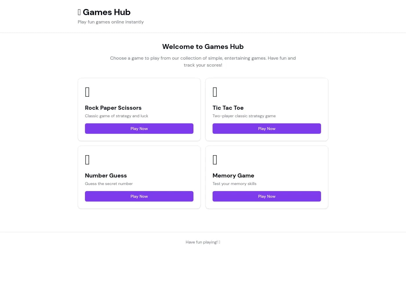 Simple Games Hub