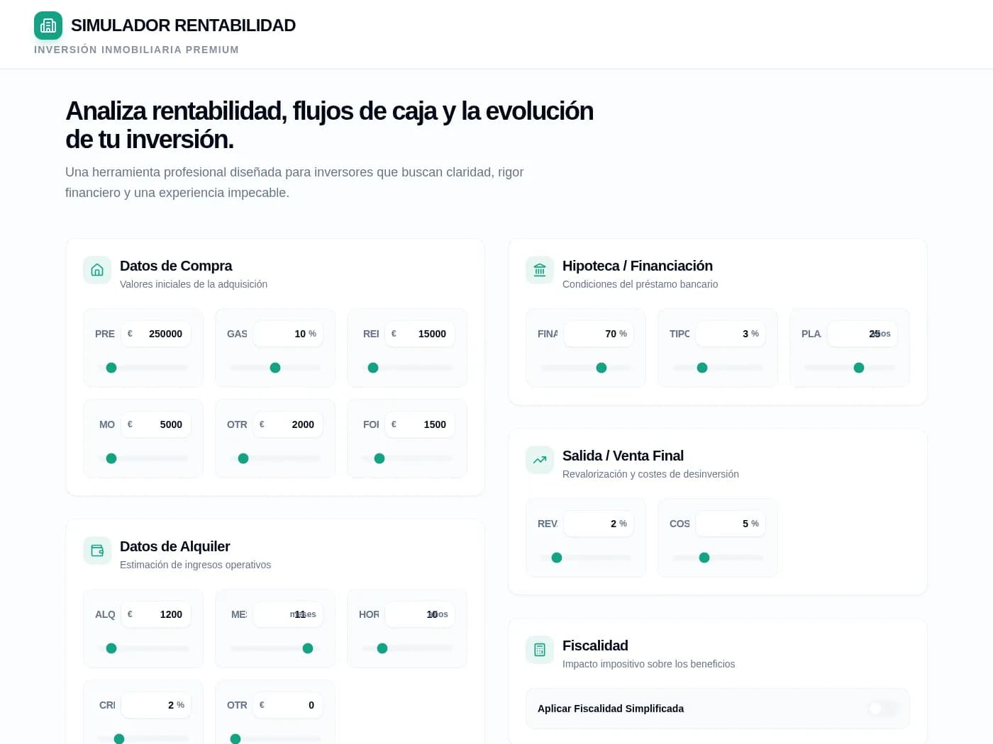 Simulador Rentabilidad Inmobiliaria