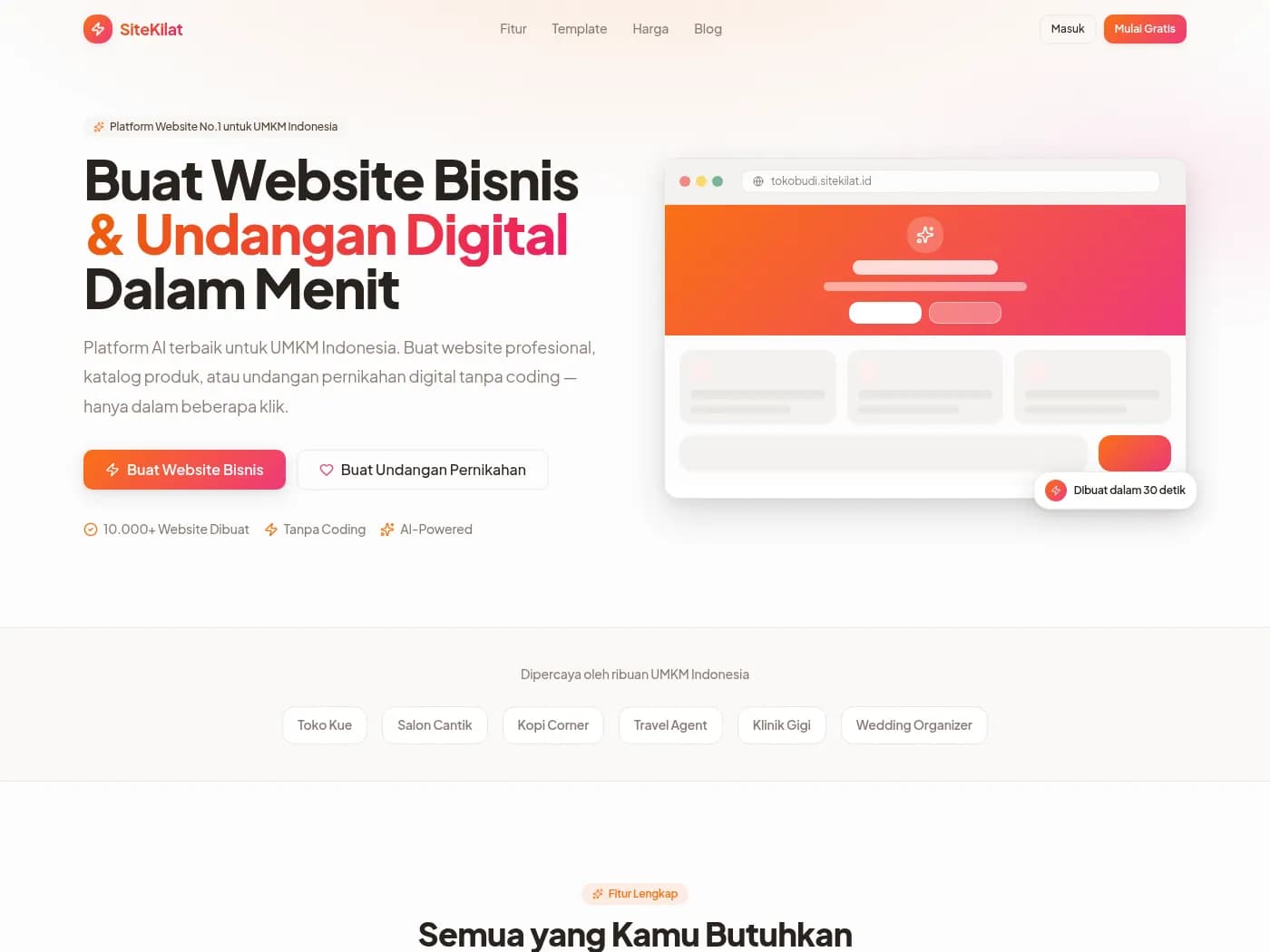 SiteKilat SaaS Builder